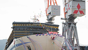 Mitsubishi Shipbuilding Holds Launch Ceremony for Passenger Ship